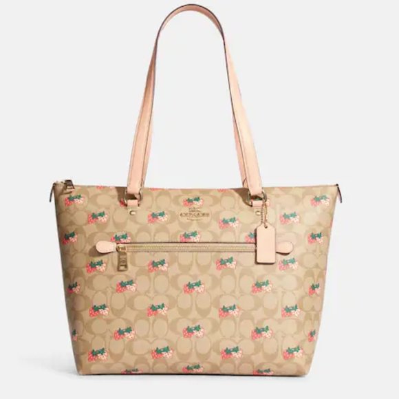 Coach | Bags | Coach Gallery Tote In Signature Canvas With Strawberry ...